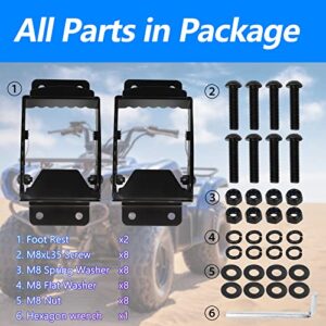 Pairs ATV Foot Rests for 4 Wheeler Rear Passenger Foot Pegs Universal Foldable Footrest Compatible for Polaris Sportsman Scrambler Grizzly Foreman Cforce Fourtrax