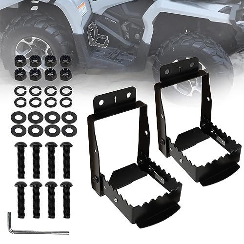 Pairs ATV Foot Rests for 4 Wheeler Rear Passenger Foot Pegs Universal Foldable Footrest Compatible for Polaris Sportsman Scrambler Grizzly Foreman Cforce Fourtrax