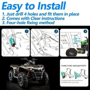 Pairs ATV Foot Rests for 4 Wheeler Rear Passenger Foot Pegs Universal Foldable Footrest Compatible for Polaris Sportsman Scrambler Grizzly Foreman Cforce Fourtrax