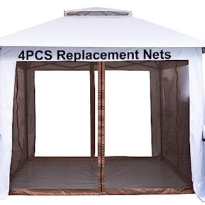 SCOCANOPY Universal Replacement Mosquito Netting Screen Walls for 10x10 Canopy Or Gazebo, Set of 4 Panels (Brown)