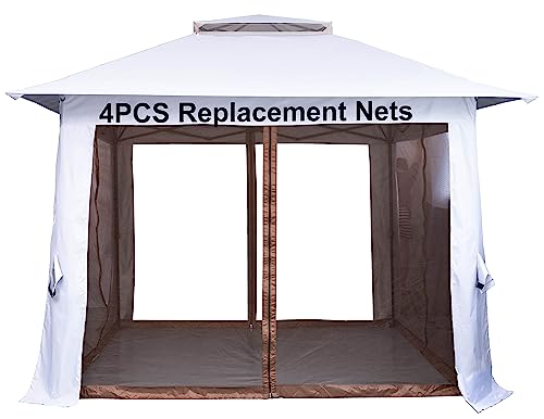 SCOCANOPY Universal Replacement Mosquito Netting Screen Walls for 10x10 Canopy Or Gazebo, Set of 4 Panels (Brown)