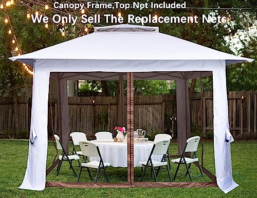 SCOCANOPY Universal Replacement Mosquito Netting Screen Walls for 10x10 Canopy Or Gazebo, Set of 4 Panels (Brown)