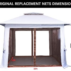 SCOCANOPY Universal Replacement Mosquito Netting Screen Walls for 10x10 Canopy Or Gazebo, Set of 4 Panels (Brown)