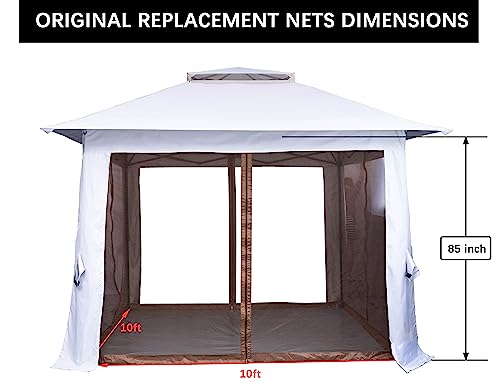 SCOCANOPY Universal Replacement Mosquito Netting Screen Walls for 10x10 Canopy Or Gazebo, Set of 4 Panels (Brown)