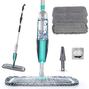 spray mops for floor cleaning microfiber floor mop with 3 washable pads 1 holder 1 scraper wet dry floor cleaner 360 degree spin dust mop hardwood floor mop