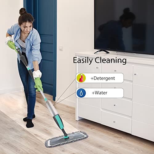 Spray Mops for Floor Cleaning Microfiber Floor Mop with 3 Washable Pads 1 Holder 1 Scraper Wet Dry Floor Cleaner 360 Degree Spin Dust Mop Hardwood Floor Mop