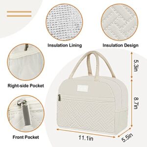 NisuAM Lunch Bag for Women, Large Capacity Insulated Lunch Box Tote for Hot and Cold Food - Portable and Reusable Adult Lunch Bags for Work, Office, Picnic, Camping, and Trip Beige