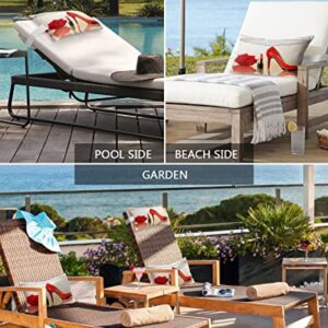 Chaise Lounge Head Resting Pillows Sexy Red Rose High Heels and Lipstick Outdoor Lumbar Pillows Waterproof Patio Furniture Pillow with Insert Adjustable Elastic Stripe for Recliner Beach Chairs