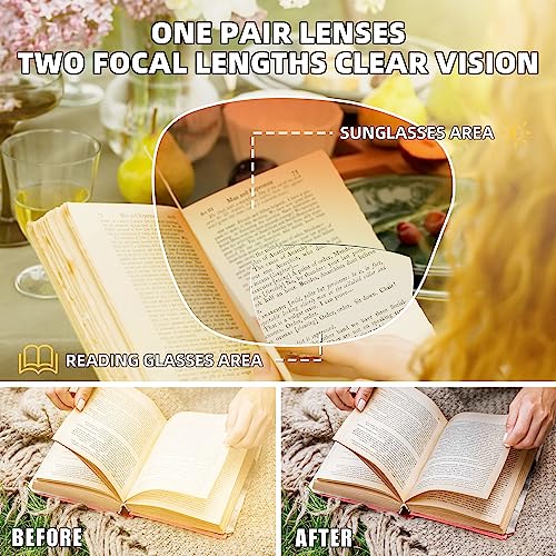 LADEESSE 3 Pack Bifocal Reading Sunglasses for Women Fashion Cateye Sun Readers Outdoor Reading Glasses UV400 +1.5 Protection