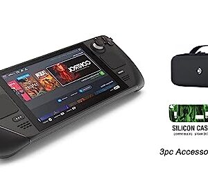 Valve Steam Deck 512GB Handheld Gaming Console with Carring Case, Bundle Silicone Soft Cover Protector & Tempered Glass Film