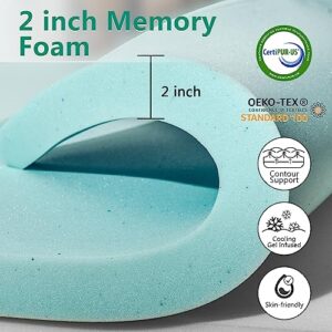 NEXHOME PRO Dual Layer 3 Inch Memory Foam Mattress Topper Queen, 2 Inch Cooling Gel Memory Foam Plus 1 Inch Bamboo Pillow Top Cover Mattress Pad, Soft Support for Back Pain Relief