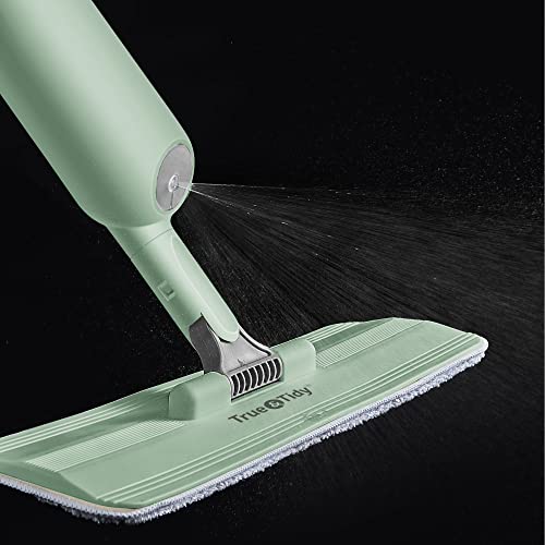 True & Tidy SPRAY-250A Multi-Surface Spray Mop with Refillable Water Bottle, Use Any Cleaning Solution Easy to Fill and Refill with Machine Washable Mop Pad (Mint)