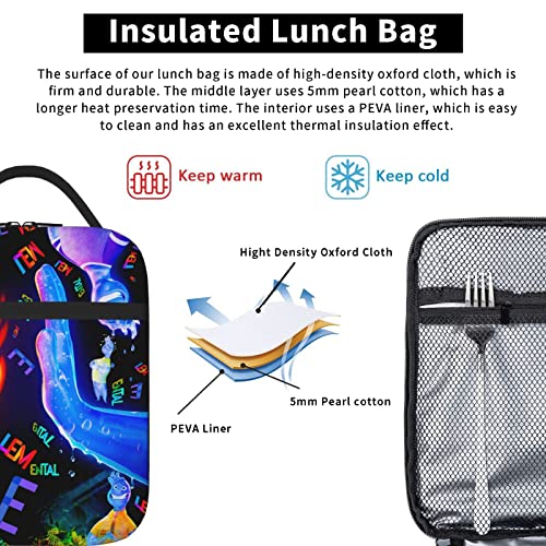 Èĺèm̥èňťáĺ Cartoon Lunch Box Insulated Lunch Bag - Durable Small Lunch Bag Reusable Adults Tote Bag Lunch Box for Adult Men Women