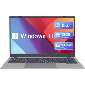 wipemik 2023 newest laptop computer, 15.6" 12gb lpddr5 ram 512gb nvme ssd laptop, intel core n95 processor up to 3.4ghz, fhd ips screen, windows 11 laptop, 2.4g/5g wifi, bt 5.0, rj45, usb-c, webcam