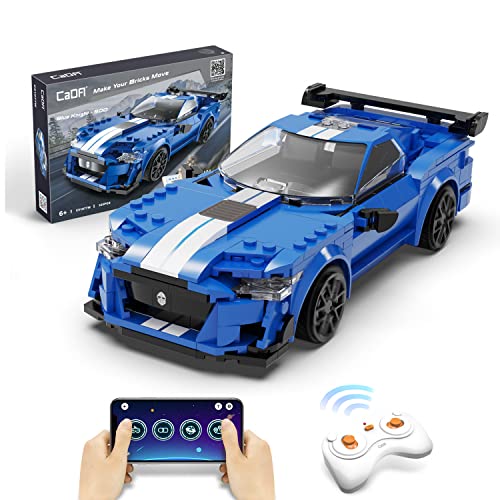 CADA Remote Control Car Blue Knight, 325 Pcs RC Cars Building Toys, Model Car Kits Building Blocks, STEM Toys for Boys with Programmable APP, Birthday Gifts for Kids 6 7 8 9 10+ Years Old