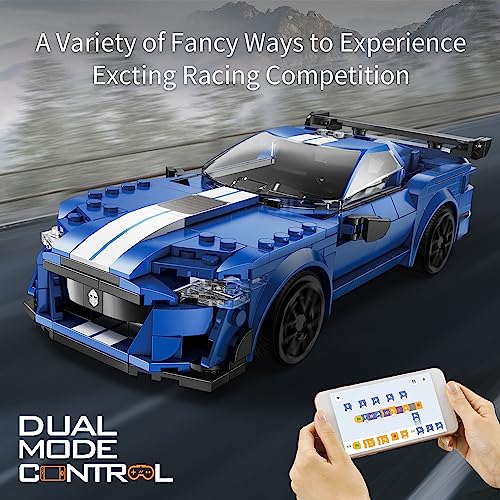 CADA Remote Control Car Blue Knight, 325 Pcs RC Cars Building Toys, Model Car Kits Building Blocks, STEM Toys for Boys with Programmable APP, Birthday Gifts for Kids 6 7 8 9 10+ Years Old