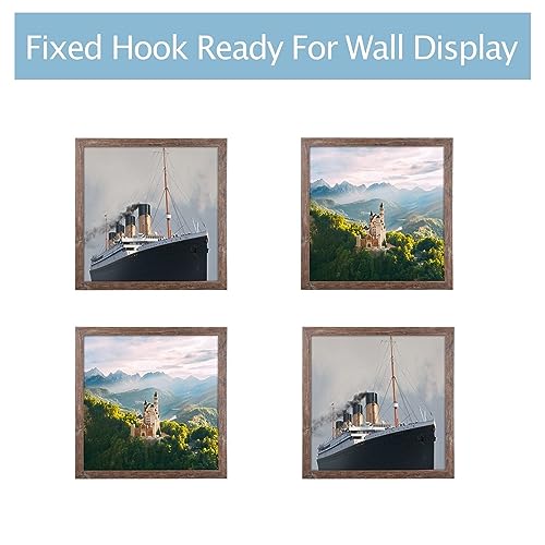 Capcillin 18x18 Picture Frame, Rustic Brown Poster Frame, Composite Wood with Polished Plexiglass - Horizontal and Vertical Formats for Wall, Wall Gallery Photo Frames