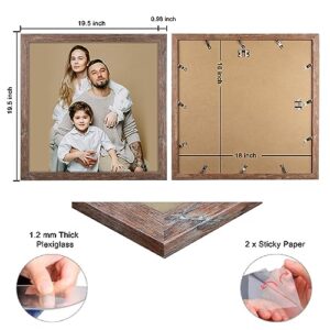 Capcillin 18x18 Picture Frame, Rustic Brown Poster Frame, Composite Wood with Polished Plexiglass - Horizontal and Vertical Formats for Wall, Wall Gallery Photo Frames