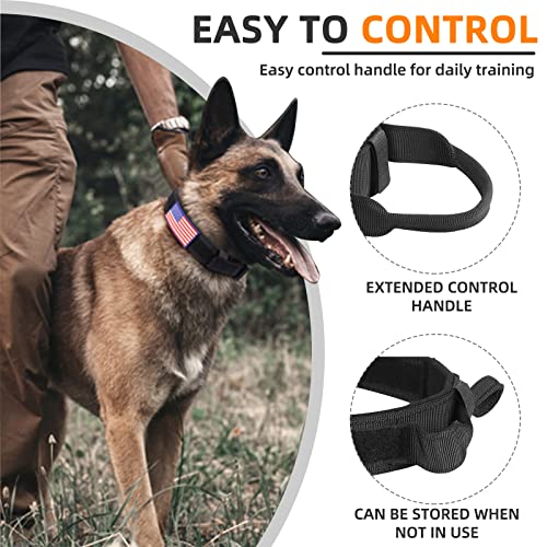 Tactical AirTag Dog Collar, 100% Waterproof Integrated Apple Air Tag Dog Collars with Hard PC AirTag Holder, Adjustable Military Collar with Handle, Thick & Wide GPS Dog Collar for Medium Large Dogs