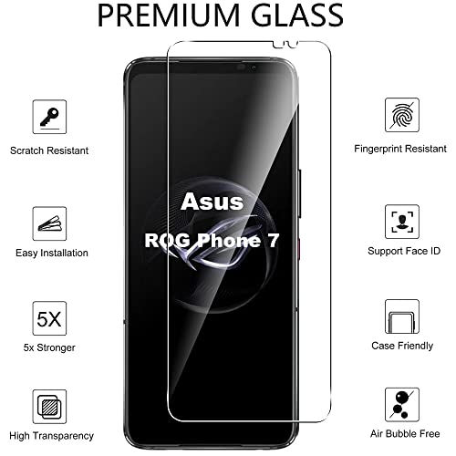 Suttkue for Asus ROG Phone 7/7 PRO/7D/7 Ultimate Screen Protector with Camera Lens Protector,9H Hardness Anti-Scratch Tempered Glass flim,Case Friendly,Anti-Fingerprint,Anti-Scratch (2+2 PACK)