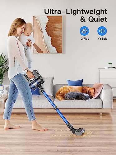 Roanow Cordless Vacuum Cleaner, 400W/33KPA Cordless Vacuum with LED Display, Lightweight & Ultra-Quiet Stick Vacuum Cleaner, 55Mins Runtime Vacuum Cleaner for Carpet and Floor, Home, Pet Hair Cleaning