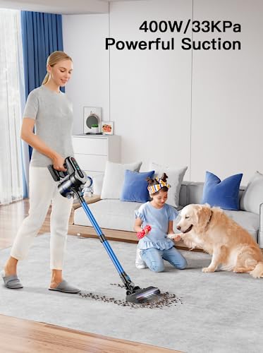 Roanow Cordless Vacuum Cleaner, 400W/33KPA Cordless Vacuum with LED Display, Lightweight & Ultra-Quiet Stick Vacuum Cleaner, 55Mins Runtime Vacuum Cleaner for Carpet and Floor, Home, Pet Hair Cleaning