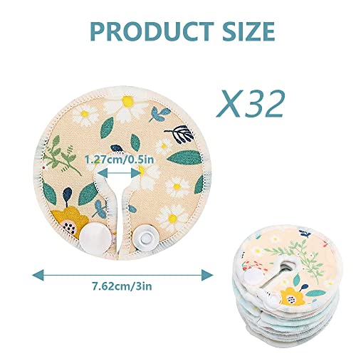 Komake G Tube Button Covers, 32 Pcs G Tube Pads Holder Cotton Pads for Feeding, Abdominal Soft G Tube Covers, Reusable Feeding Tube Supplies for Breastfeeding Nursing Care (Floral Random)