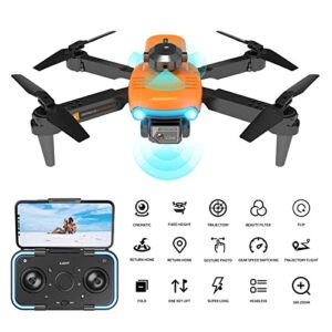 F187 Foldable Drone with Dual 1080p HD Camera, Mini Remote Control Quadcopter with LED Lights, WiFi FPV Real-Time Transmission, Auto Return, Follow Me, Headless Mode, 3D Flips, with Batteries (Black)