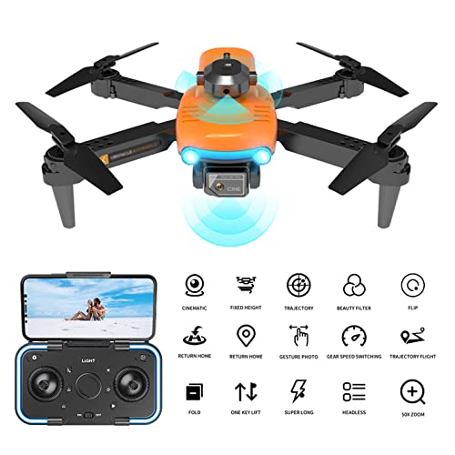 F187 Foldable Drone with Dual 1080p HD Camera, Mini Remote Control Quadcopter with LED Lights, WiFi FPV Real-Time Transmission, Auto Return, Follow Me, Headless Mode, 3D Flips, with Batteries (Black)