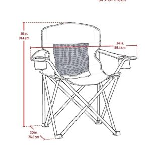 CAMP&GO Portable Folding Mesh Back Quad Camping Chair with Cup Holders and Carrying Bag, Steel