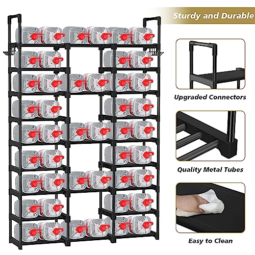 Kayfia 9 Tiers Shoe Rack Shoe Organizer Storage with Non-Woven Fabric Tall Shoe Shelf Shoe Stand Holds 50-55 Pairs Boots Sturdy Metal Shoe Rack Stackable Free Standing Shoe Racks for Entryway, Black