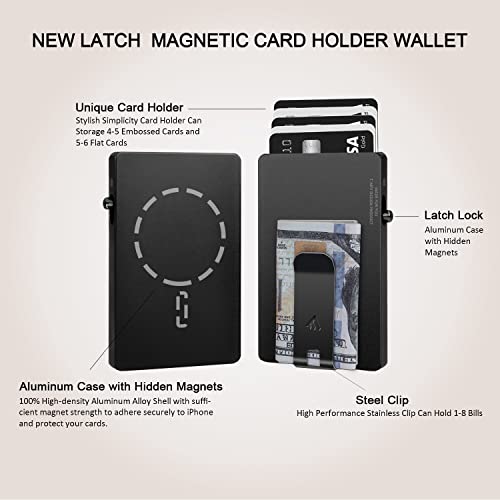 T-MFY Slim Magnetic Wallet for Men, Pop Up Credit Card Holder Ridge Wallet with Money Clip for Men and Women, RFID Blocking Slim Metal Wallet for Phone with Free Magnetic Ring and Gift Box