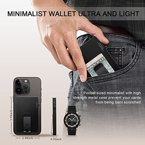 T-MFY Slim Magnetic Wallet for Men, Pop Up Credit Card Holder Ridge Wallet with Money Clip for Men and Women, RFID Blocking Slim Metal Wallet for Phone with Free Magnetic Ring and Gift Box