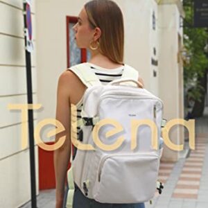 Telena Travel Backpack for Women Large Carry On Backpack Airline Approved Personal Item Backpack with USB Charging Port Waterproof Casual Bag, Beige