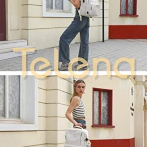 Telena Travel Backpack for Women Large Carry On Backpack Airline Approved Personal Item Backpack with USB Charging Port Waterproof Casual Bag, Beige