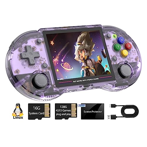 RG353PS Retro Handheld Game Console 3.5'' IPS Screen Linux OS RK3566 64bit Game Player with 128G TF Card Preload 4519 Classic Games Built in 3500mAh Battery Compatible with 5G WiFi and 4.2 Bluetooth