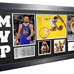 MVP Black or White Steph Stephen Curry Golden State Warriors Signed Autographed Photo Photograph Picture Frame Basketball Poster Gift (Black Mount)