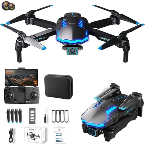 X6pro Drones with Camera for Adults 4K, Ultra HD Dual Shot 1080P Drone Quadcopter for Kids and Beginners, FPV Remote Control Toy One Button Start Speed Adjustment Smart Obstacle Avoidance (Black)