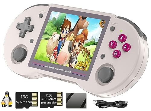 RG353PS Retro Handheld Game Console , Single Linux System RK3566 Chip 3.5 Inch IPS Screen 128G TF Card Preinstalled 4519 Games (Gray)