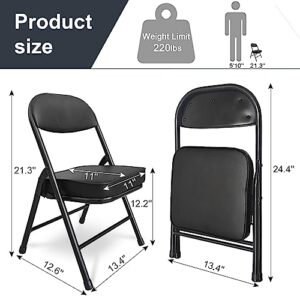 fusehome Mini Folding Chair, Portable Camping Chair with Padded Seat, Card Table Chairs, Lightweight and Compact Lawn Chair, for Patio, Garage, Camping, Fishing, Hiking, Hunting, Picnic, Beach, Black