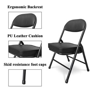 fusehome Mini Folding Chair, Portable Camping Chair with Padded Seat, Card Table Chairs, Lightweight and Compact Lawn Chair, for Patio, Garage, Camping, Fishing, Hiking, Hunting, Picnic, Beach, Black