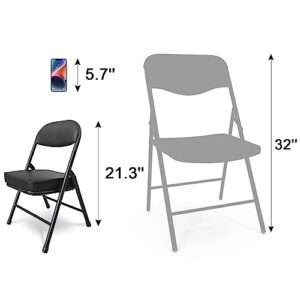 fusehome Mini Folding Chair, Portable Camping Chair with Padded Seat, Card Table Chairs, Lightweight and Compact Lawn Chair, for Patio, Garage, Camping, Fishing, Hiking, Hunting, Picnic, Beach, Black