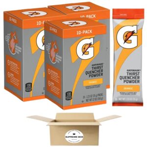 gatorade thirst quencher powder packets orange flavor - pack of 3 (30 counts in total) by supreme box