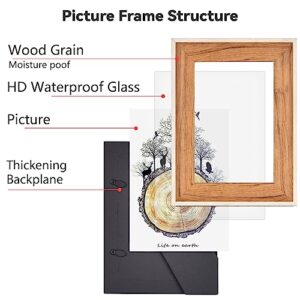 Autjvy 2.5x3.5 Picture Frame Set of 2, Modern Rustic Multi Picture Frames Natural Woodgrain Pattern Photo Frame with HD Real Glass, Vertical and Horizontal for Tabletop and Wall Mounting Display. (2 Pack)