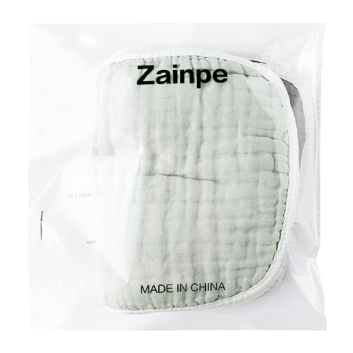 Zainpe 6Pcs Snap Muslin Cotton Baby Bibs White Grey Infants Drooling Bib Soft & Absorbent Adjustable Unisex Burp Cloths Feeding Bibs for Toddlers Girls Boys Newborns Eating Teething 0-24 Months