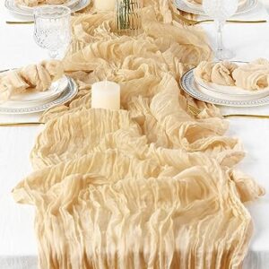 DearHouse 6Pack Cheesecloth Table Runner, Cheese Cloth Boho Gauze Table Runner for Wedding Bridal Baby Shower Birthday Holiday Party Rustic Sheer Table Decorations (Champagne)