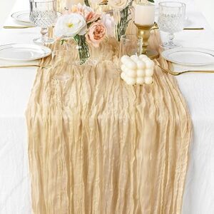 DearHouse 6Pack Cheesecloth Table Runner, Cheese Cloth Boho Gauze Table Runner for Wedding Bridal Baby Shower Birthday Holiday Party Rustic Sheer Table Decorations (Champagne)