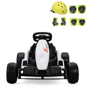 tobbi 24v electric drifting go kart for kids, electric ride on toy w/85w*2 motors, 8mph max speed, safety belt, music, horn, usb, battery powered ride on cars for kids ages 4-16 years