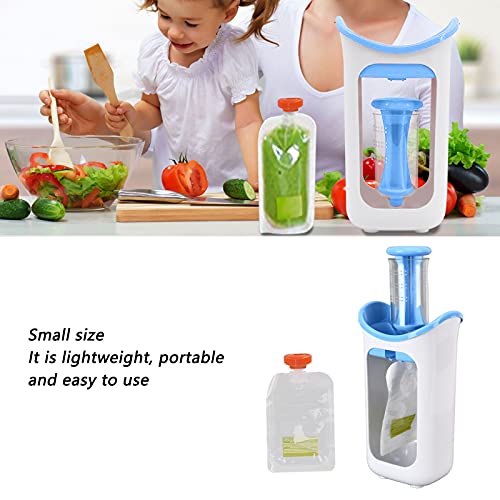 Baby Food Squeeze Station, Infants Pouch Puree Filling Squeezer Babies Homemade Fresh Fruit Juice Maker Reusable Portable Semi Solid Processor Storage Bags Toddlers Home Kitchen Restaurant (blue)