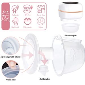 Hands Free Breast Pump, Double Electric Wearable Breast Pump, 3 Modes & 9 Levels Portable Breast Pump, LED Display, 19/22/25 mm Flanges, Breastfeeding Pump with Pumping Bag and Ice Pack